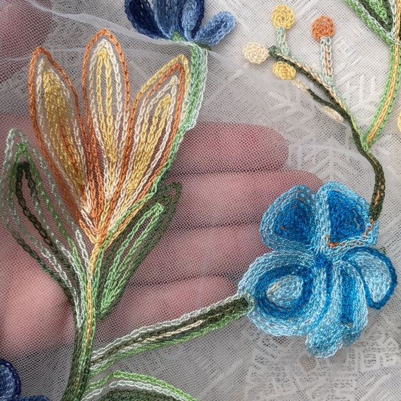 Unique Spectrum | Tops | Unique Spectrum Knits Mesh Shirt Wembroidery L ...